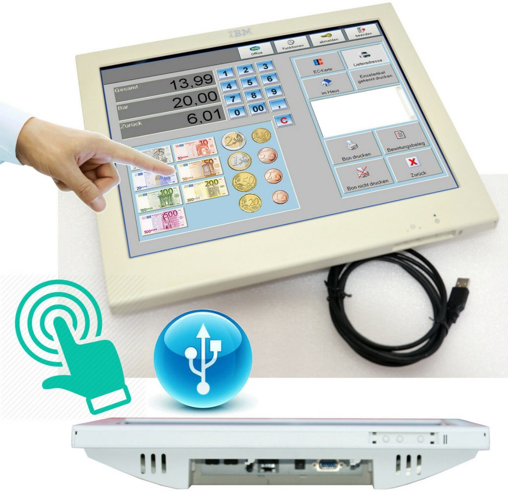 Touchscreen 38cm 15″ Monitor IBM 4820-51G mit USB Touch bis Windows XP ...