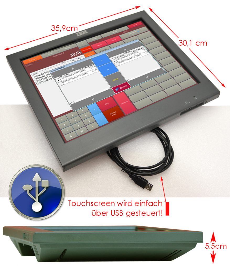 IBM 4820-51G Touchscreen Monitor 15″ 38cm Kassenmonitor 100mm VESA für ...