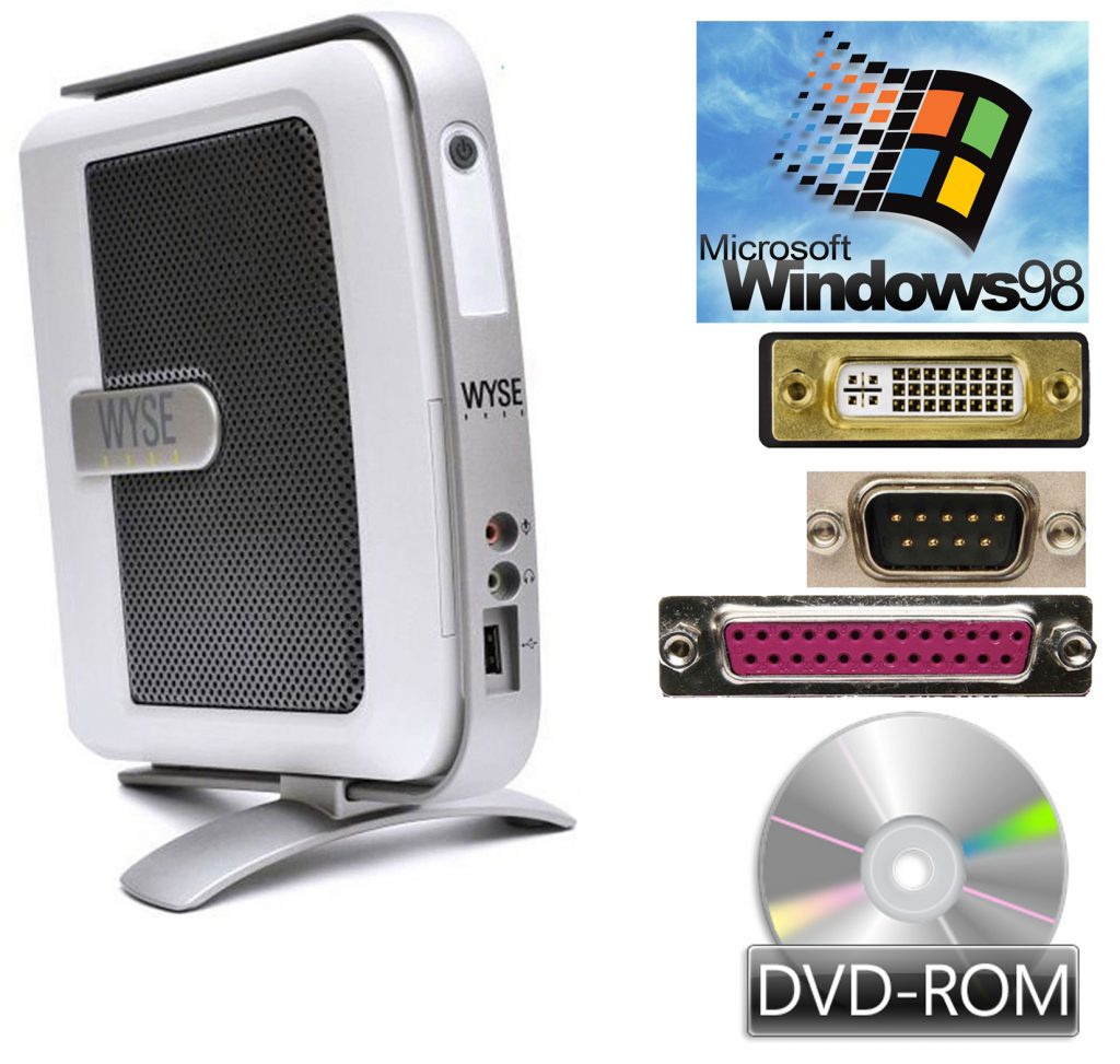 Mini-PC V90L Windows98 98SE MS-DOS RS-232 Seriel LPT Parallel USB DVD ...