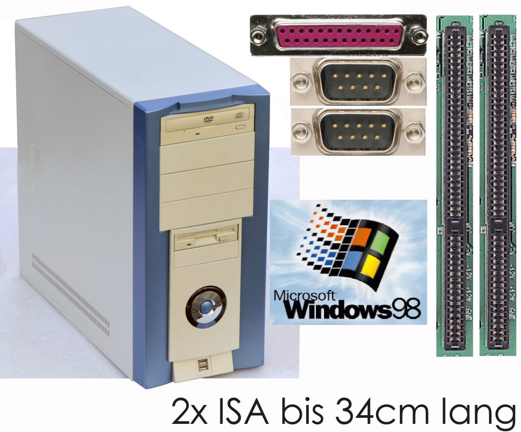 Computer mit Windows 98 2x RS-232 LPT Parallel 2x ISA bis 34cm lang ...